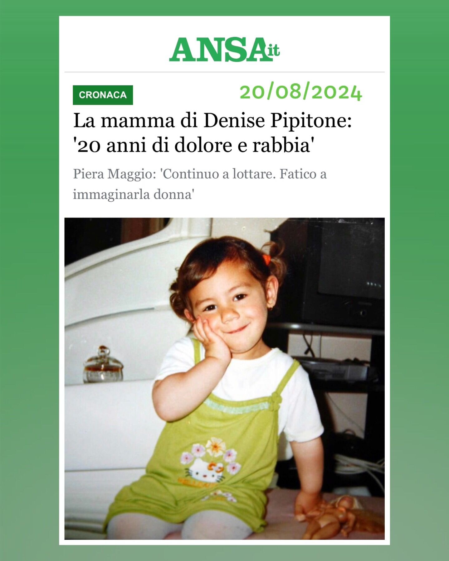 La mamma di Denise Pipitone: '20 anni di dolore e rabbia'Piera Maggio ...
